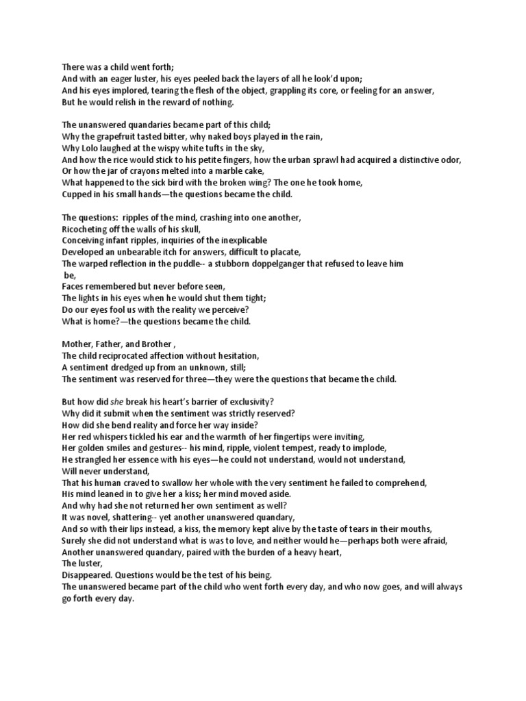 There Was A Child Went Forth | PDF