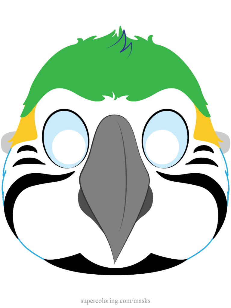 Macaw Mask Colored Template Paper Craft | PDF