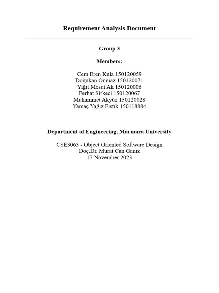 CSE3063F23P1 RAD GRP3 Iteration1 | PDF | Use Case | Information Technology