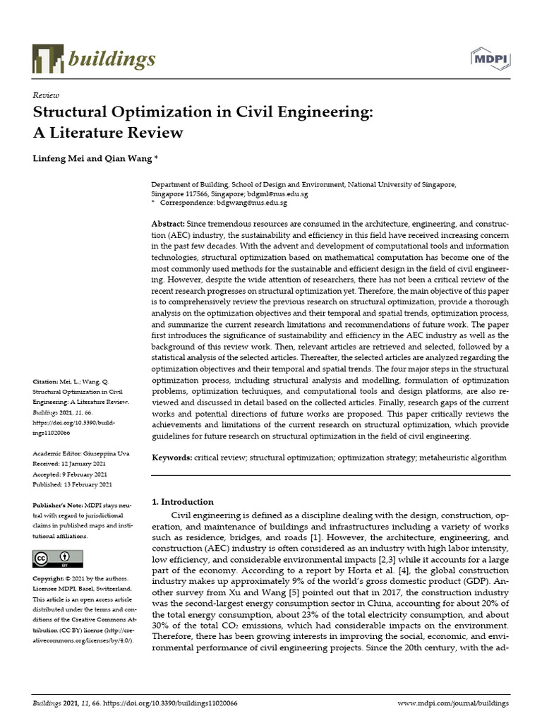 Structural Optimization In Civil Engineering A Lit Pdf Mathematical Optimization