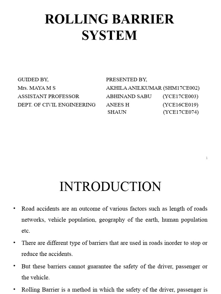 Rolling Barrier System for Road Safety | PDF