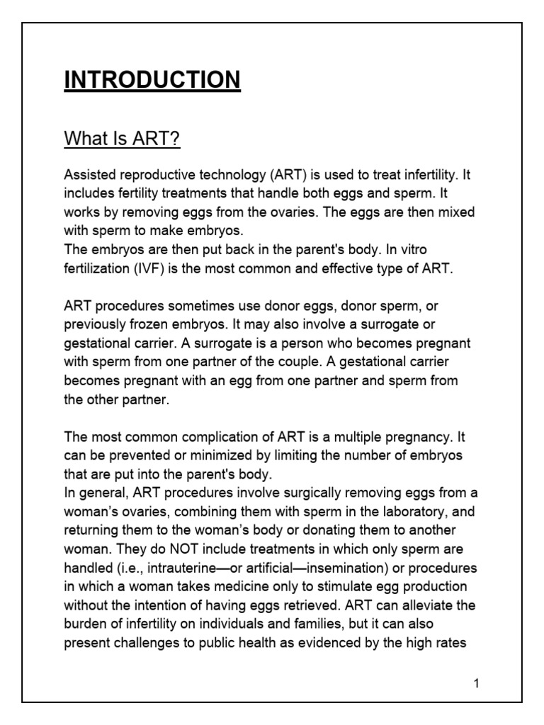 BIOLOGY PROJECT Final | PDF | In Vitro Fertilisation | Assisted ...