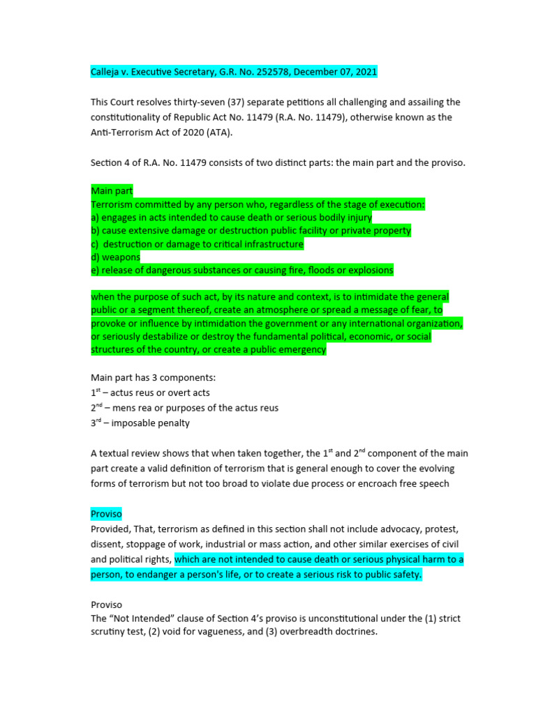 Calleja vs. Executive Secretary | PDF | Vagueness Doctrine ...