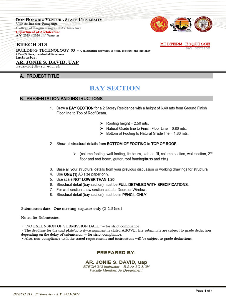 Btech 313 - Midterm Esquisse - Bay Section - Sy. 2023 2024 | PDF | Real ...
