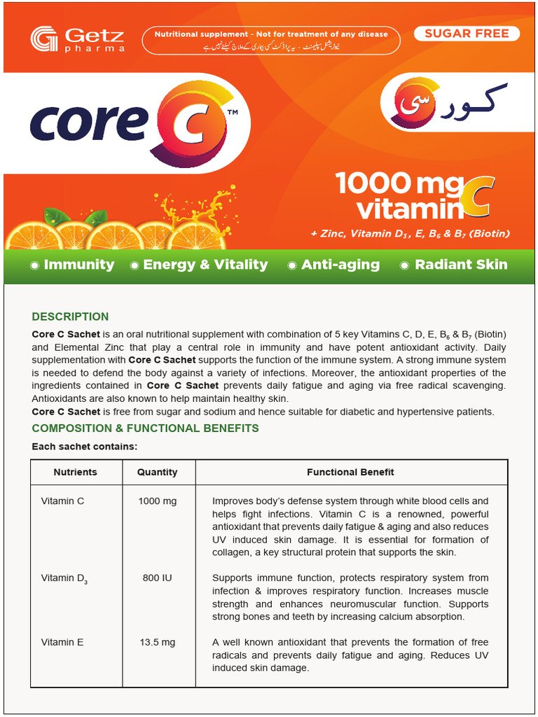 Core C Leaflet | Download Free PDF | Vitamin | Dietary Supplements