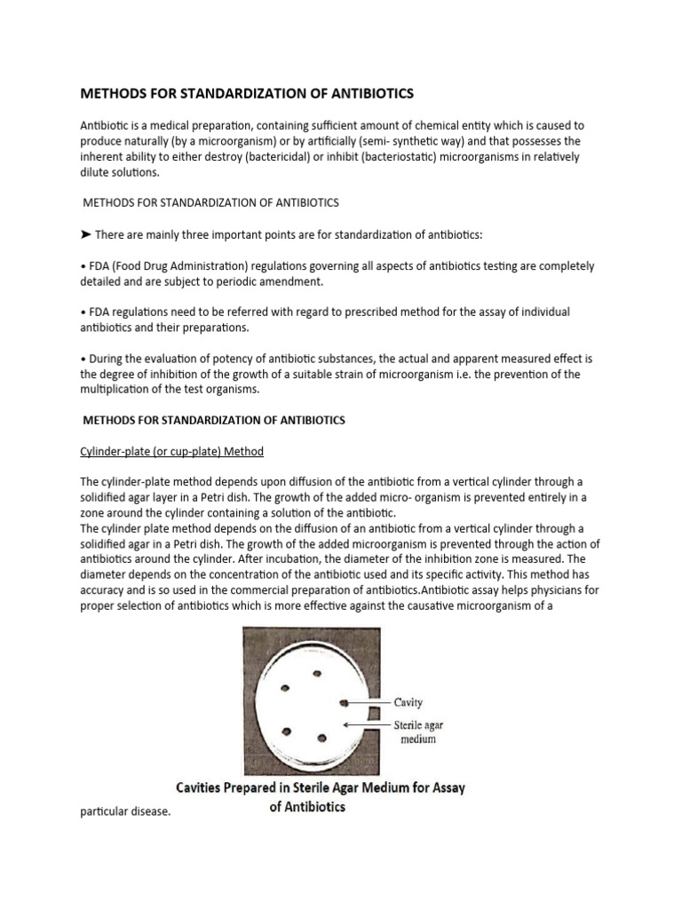 Methods For Standardization of Antibiotics | PDF | Chemistry | Microbiology