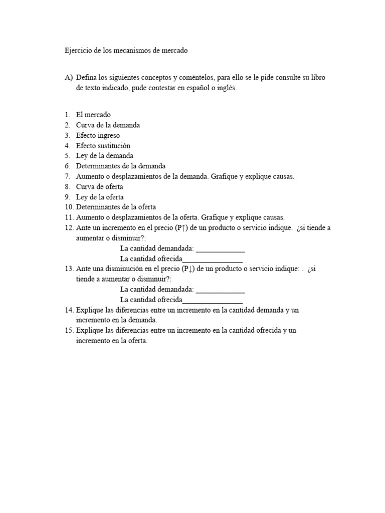 Micro Ejer of y Dem | PDF | Oferta (economía) | Oferta y demanda