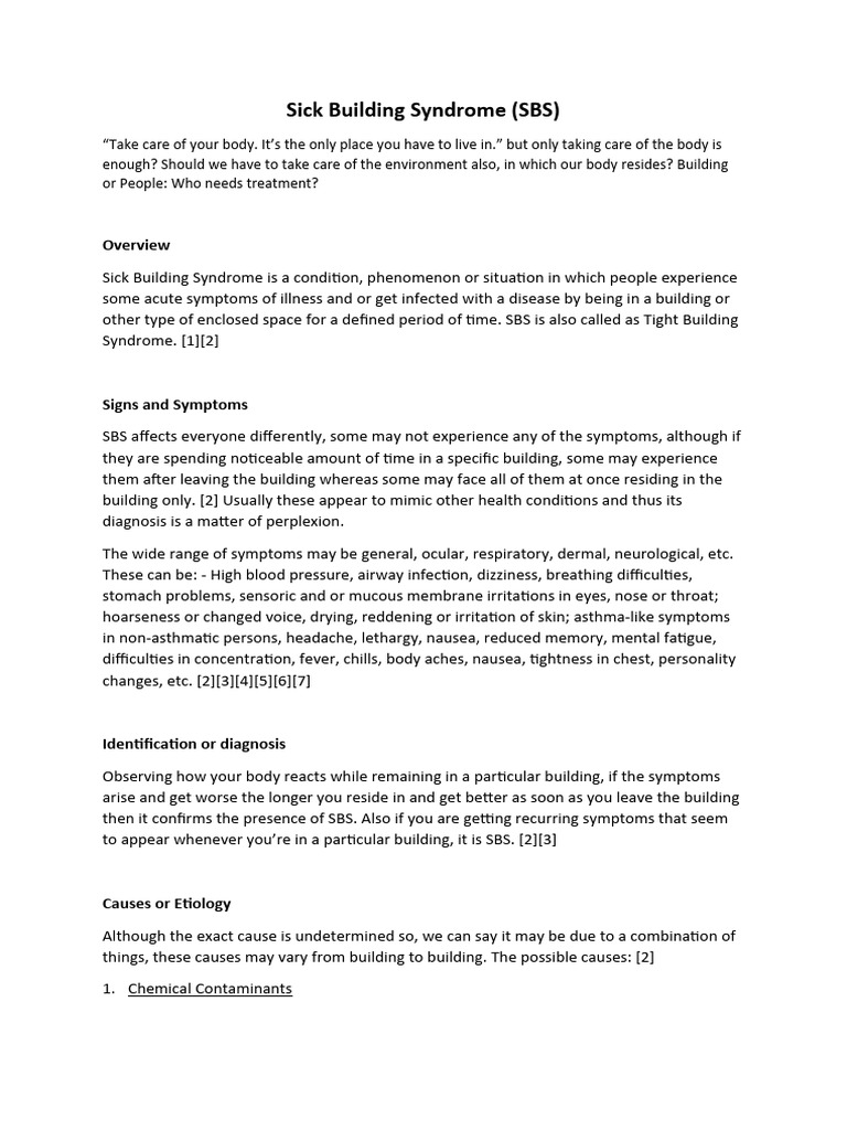 Sick Building Syndrome | PDF | Ventilation (Architecture) | Causes Of Death