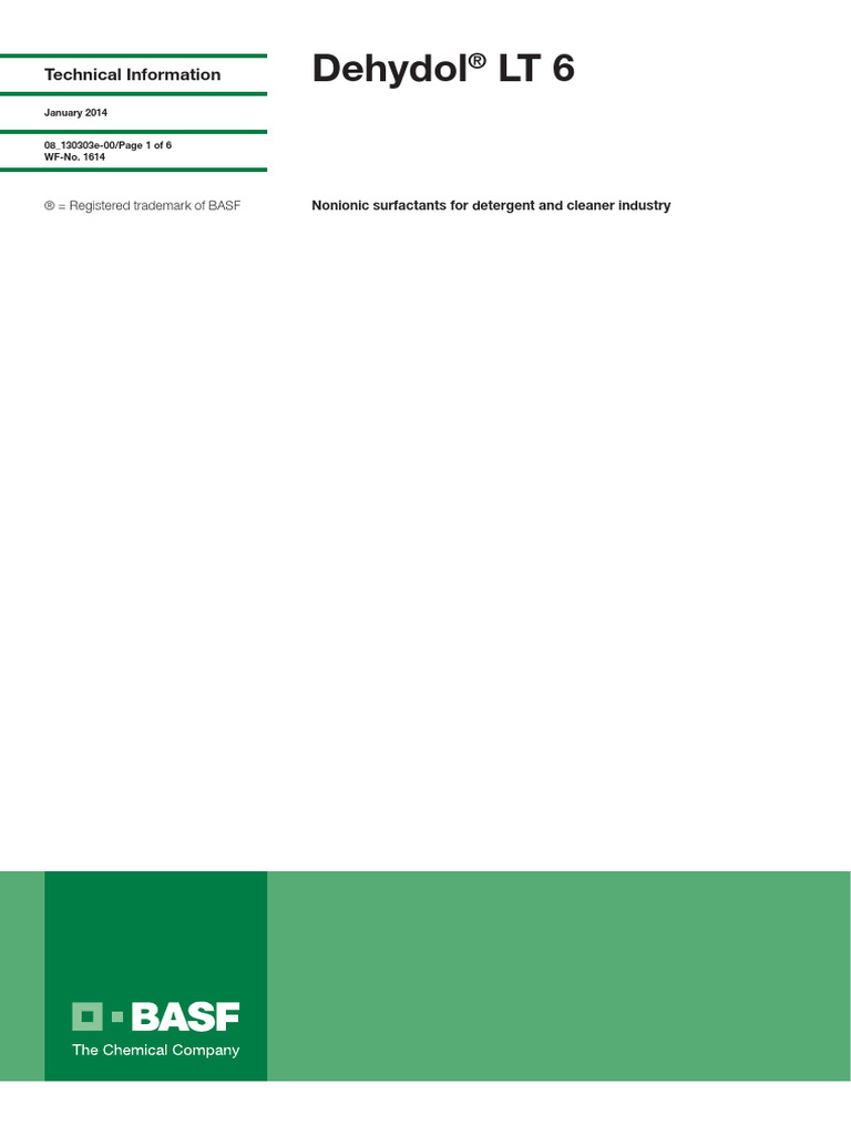 Dehydol LT 6 TI EN | PDF | Solubility | Viscosity