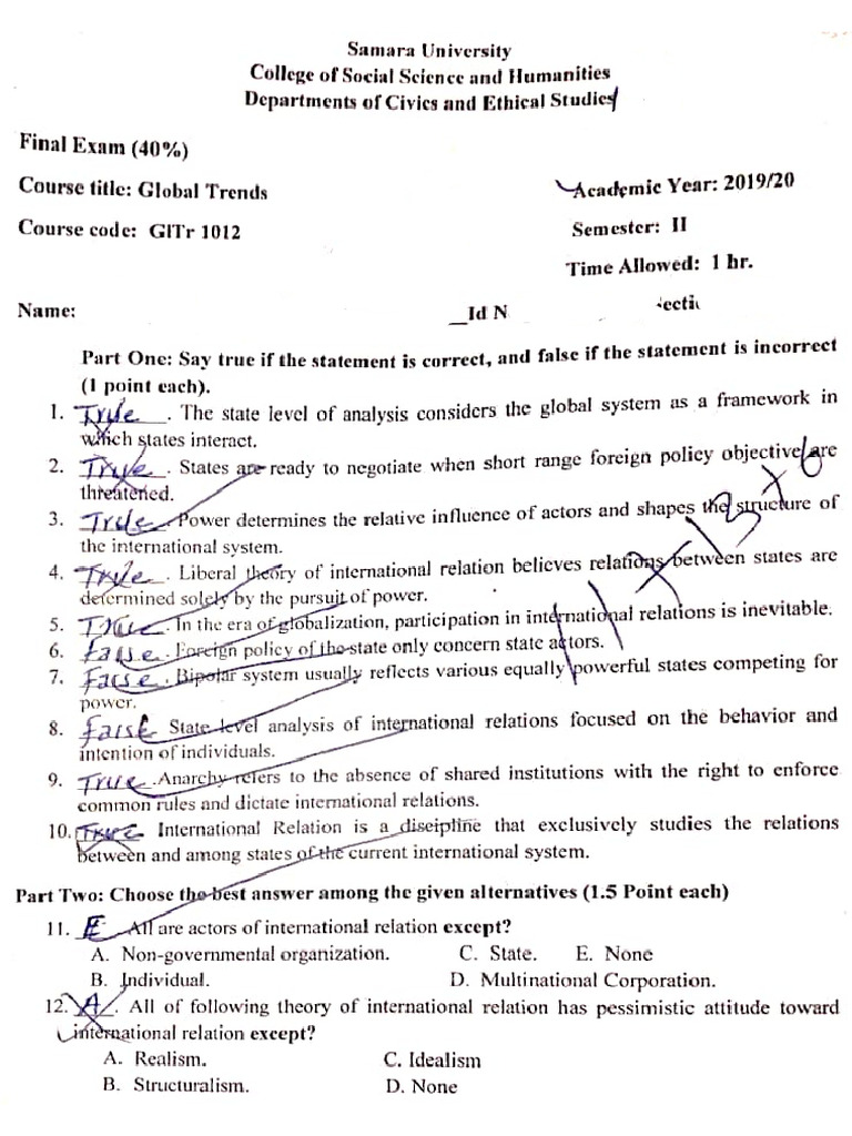 @Aconcise Global Trend Final Exam Semera Univ | PDF