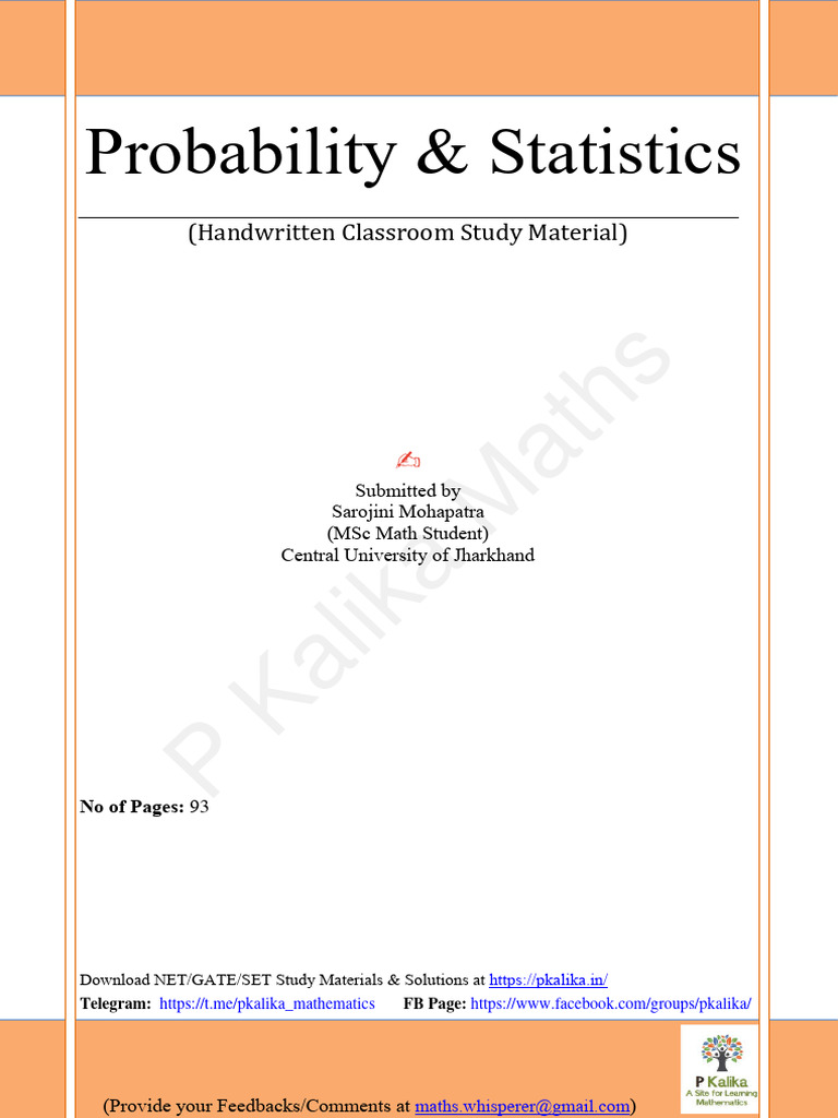 Probability Stats 93pagesfree | PDF | Vocational Education | Observation