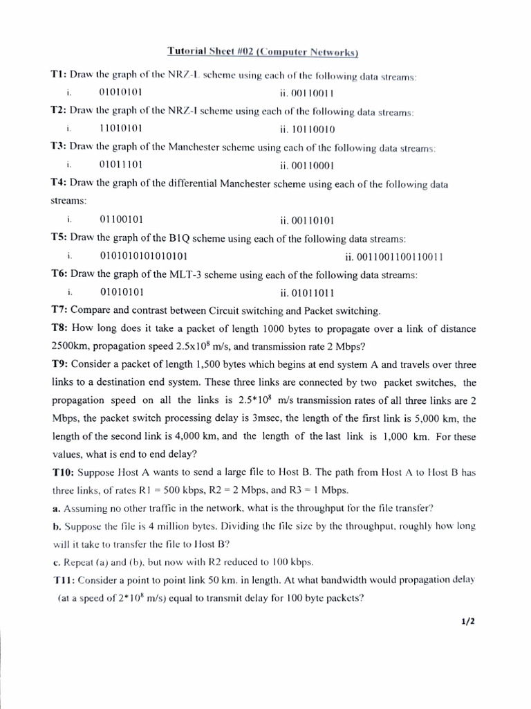 Tutorial Sheet 2 (Computer Networks) - 2 | PDF | Network Packet ...