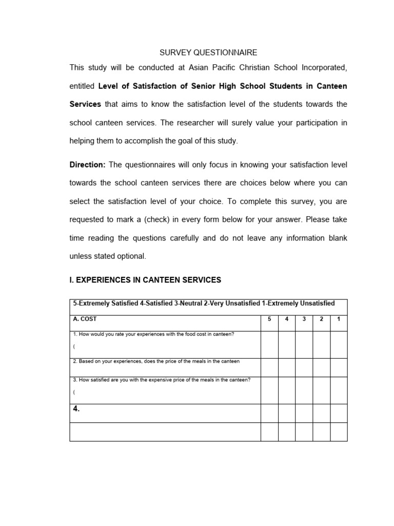 Survey Questionnaire 1.1 | PDF | Career & Growth