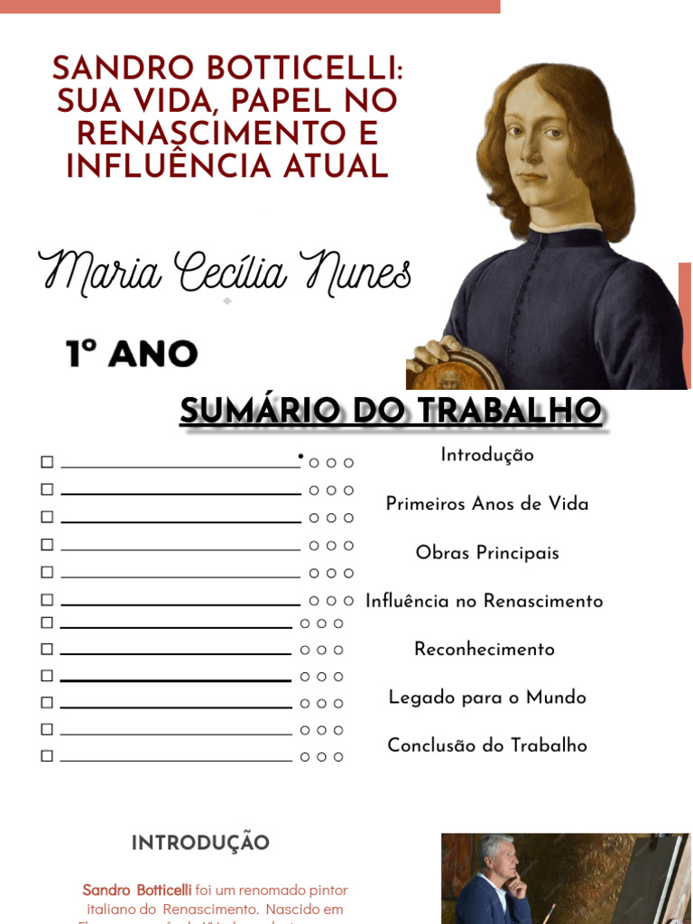 Maria Cecília Botticelli Trabalho | PDF | Renascimento