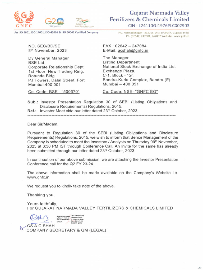 GNFC PPT | PDF | Investing | Working Capital