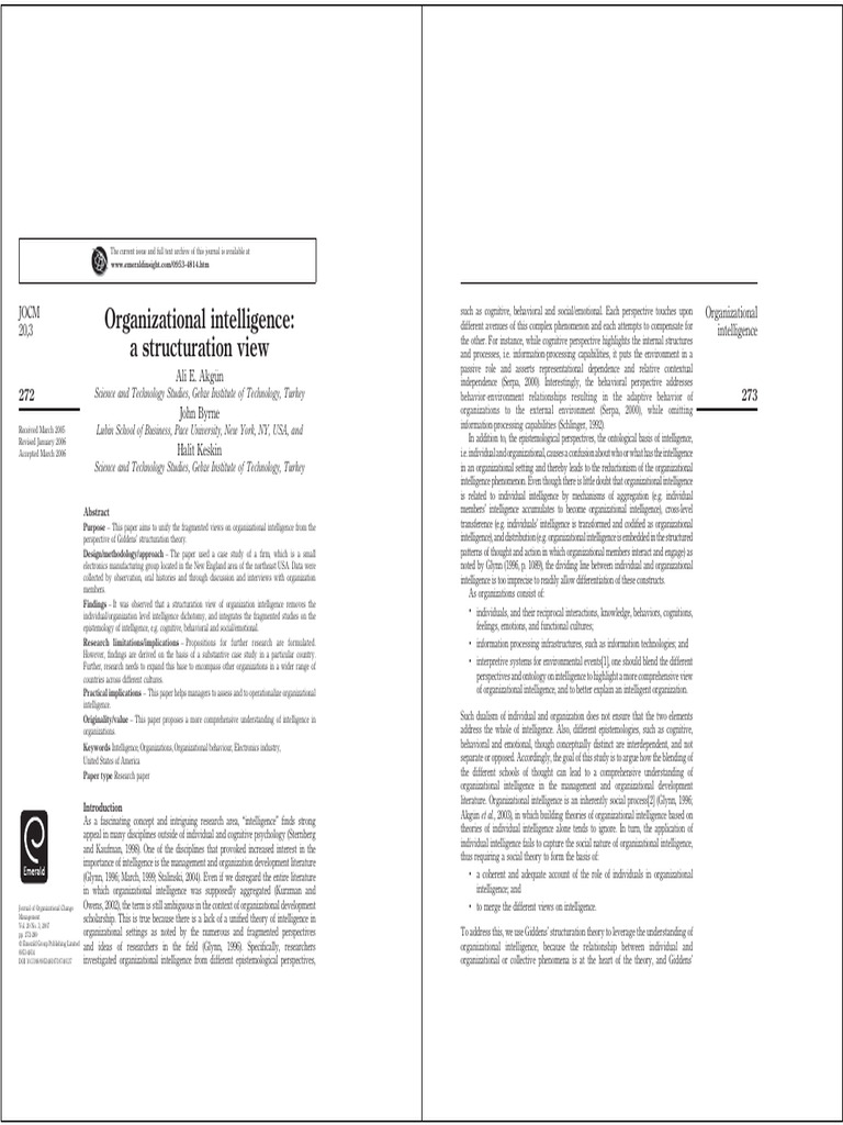 Structuration Theory in Org Intelligence | PDF | Intelligence | Information
