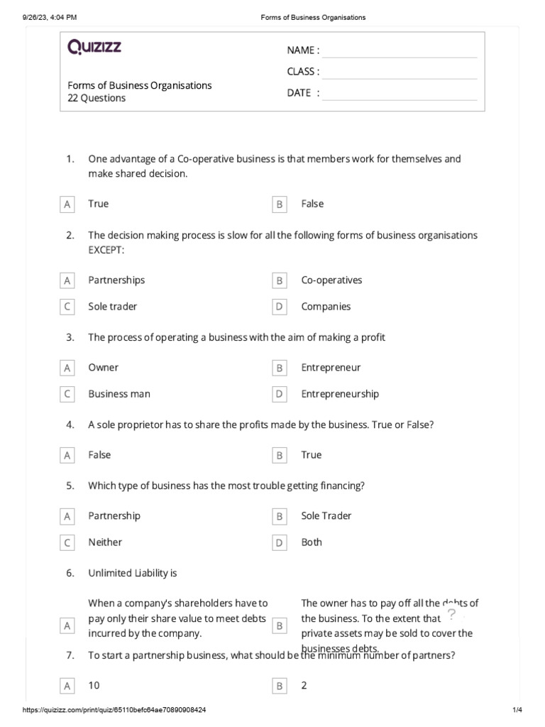 Forms of Business Organisations | PDF | Partnership | Sole Proprietorship