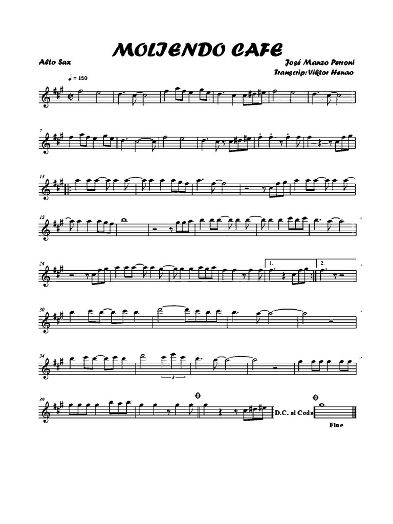 Moliendo Cafe Sax Alto | PDF