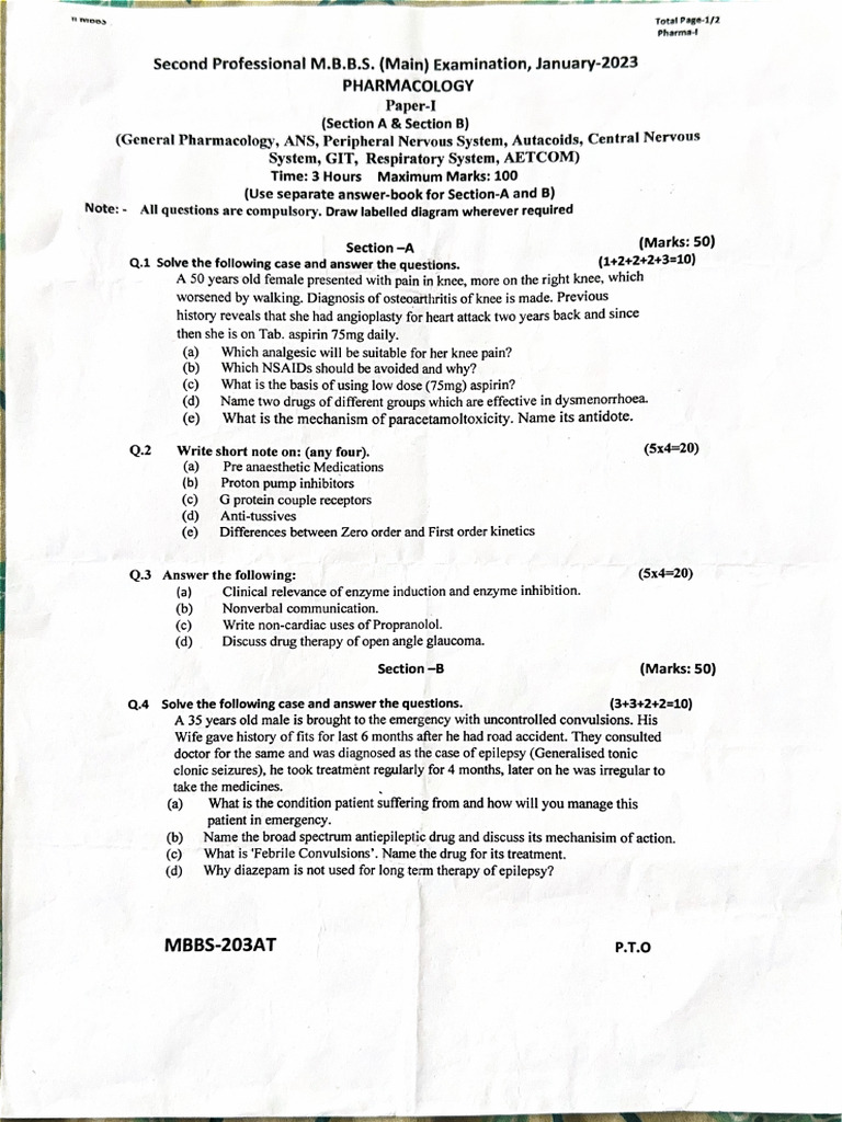 2nd Year Uc Paper Mbbs | PDF