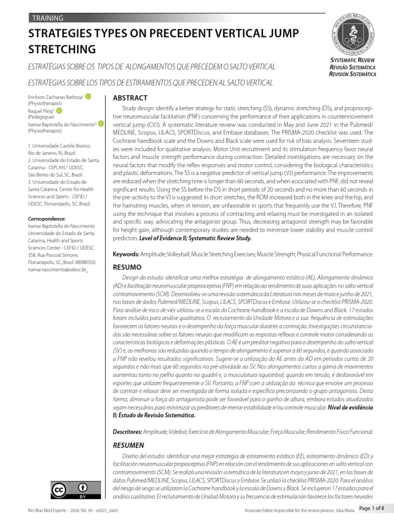 Strategies Types On Precedent Vertical Jump Stretching | PDF