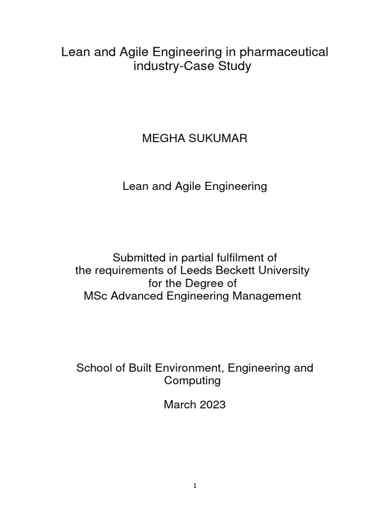 Lean and Agile Engineering in Pharmaceutical Industry | PDF | Agile ...