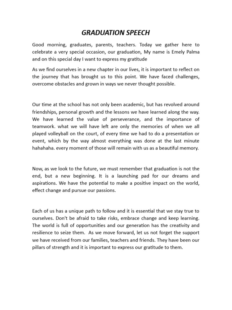 Inspiring Graduation Speech 2023 | PDF | Self-Improvement