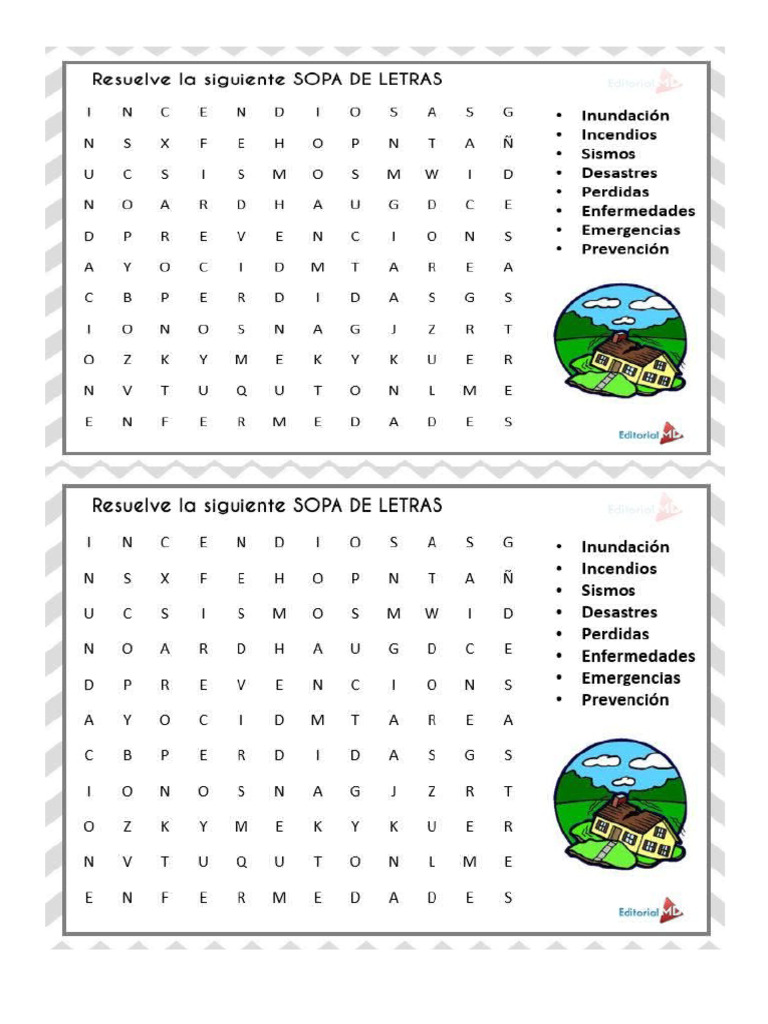 Sopa de Letras Desastres Naturales | PDF