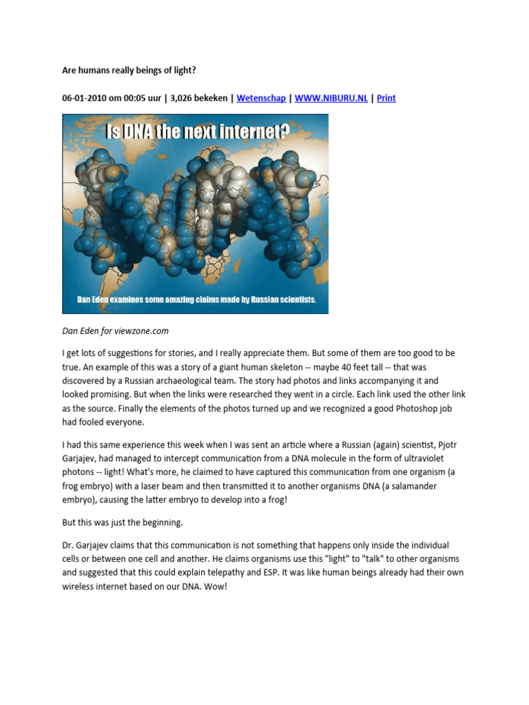Are Humans Beings of Light? Insights on Biophotons | PDF ...