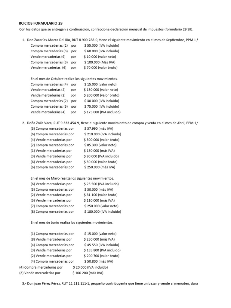 Ejerc Formulario 29 | PDF | Economias | Business