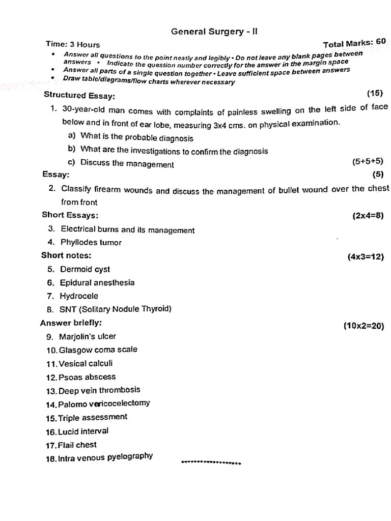 Surgery (Paper2) Prev Yr QP - KUHS | PDF