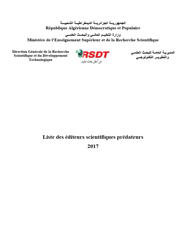Liste des Éditeurs Scientifiques | PDF | Science | Academic Journal