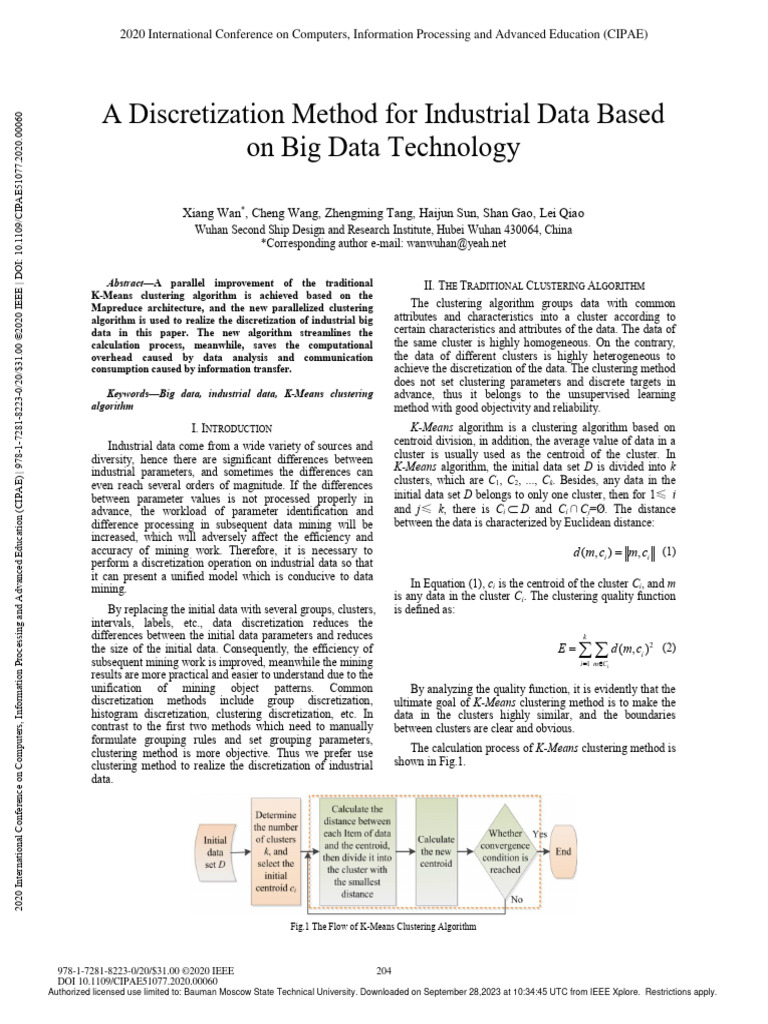 A Discretization Method For Industrial Data Based On Big Data Technology | PDF | Cluster ...