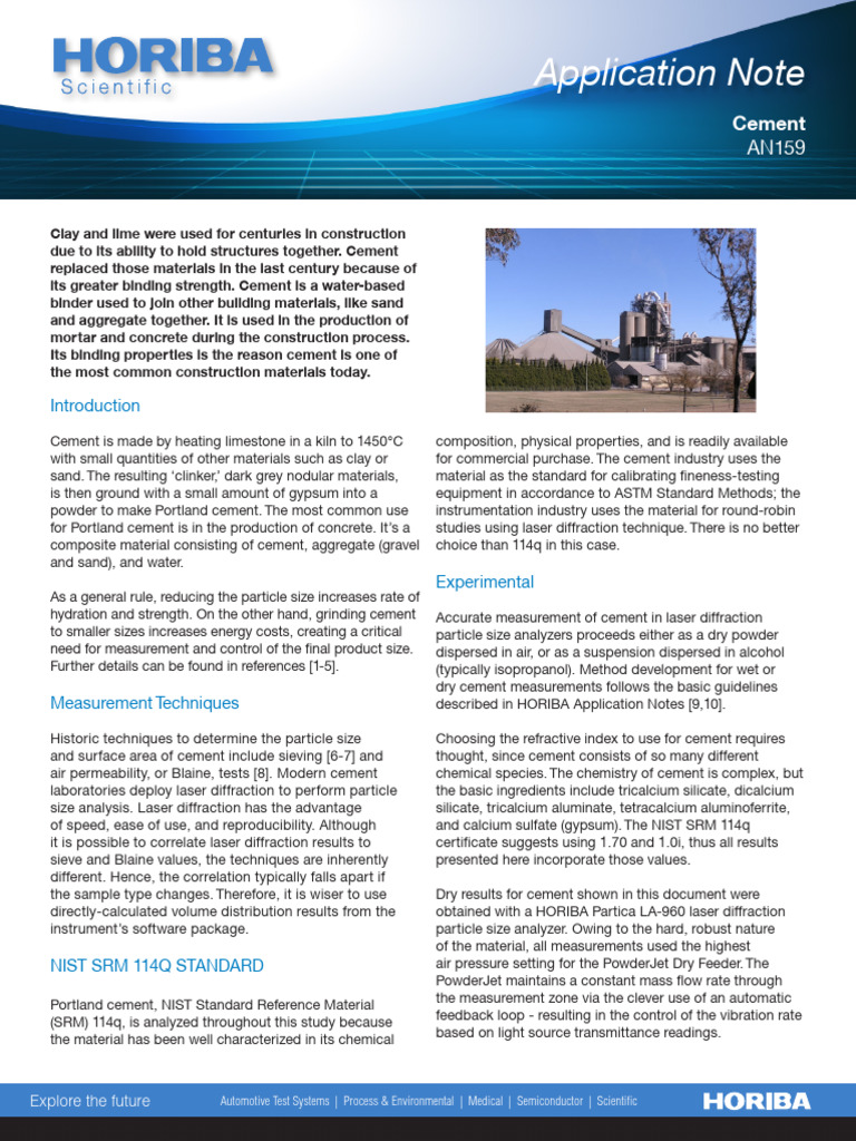 Cement Particle Size Analysis Techniques | PDF | Cement | Concrete