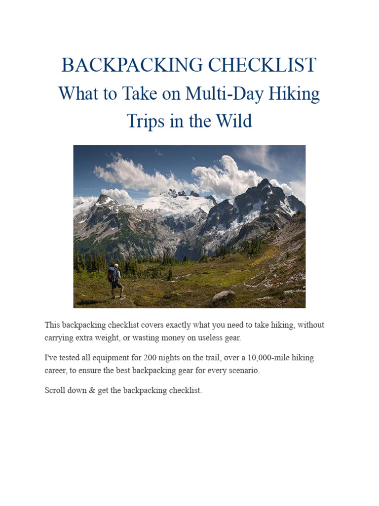 Backpacking Checklist Dave Morrow Photography 2021 | PDF | Sock
