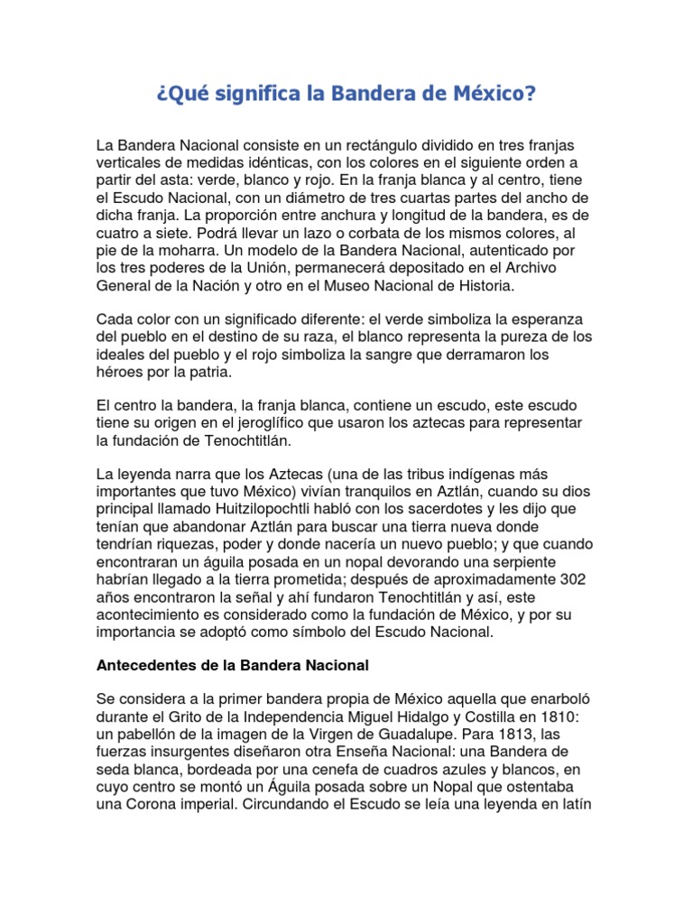 Significado y Evolución de la Bandera Mexicana | PDF | México | Gobierno