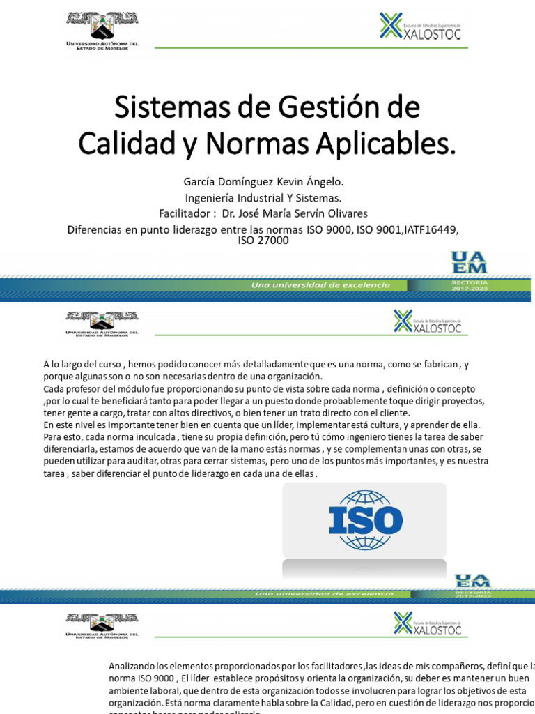 Ensayo Diferencia Normas Garcia Dominguez Kevin Angelo. | PDF | Iso ...