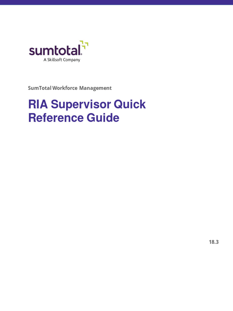 RIA Supervisor Quick Reference Guide | PDF | Microsoft Windows | Accrual