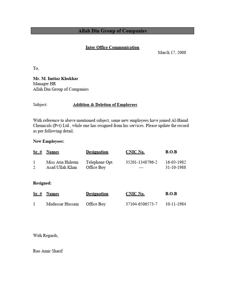 Addition & Deletion of Employees | PDF