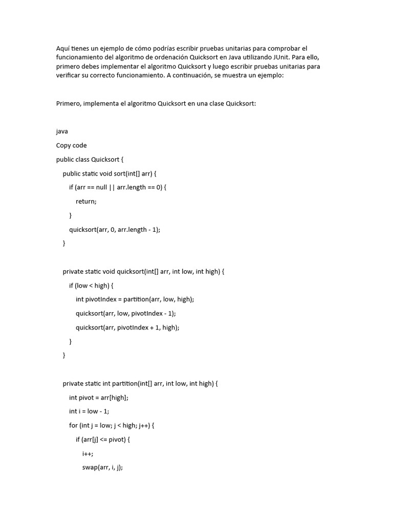 Aquí Tienes Un Ejemplo de Cómo Podrías Escribir Pruebas Unitarias para Comprobar El ...