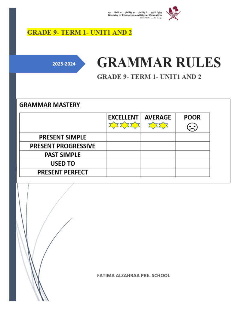 Grade 9 Grammar Unit 1 and 2 | PDF