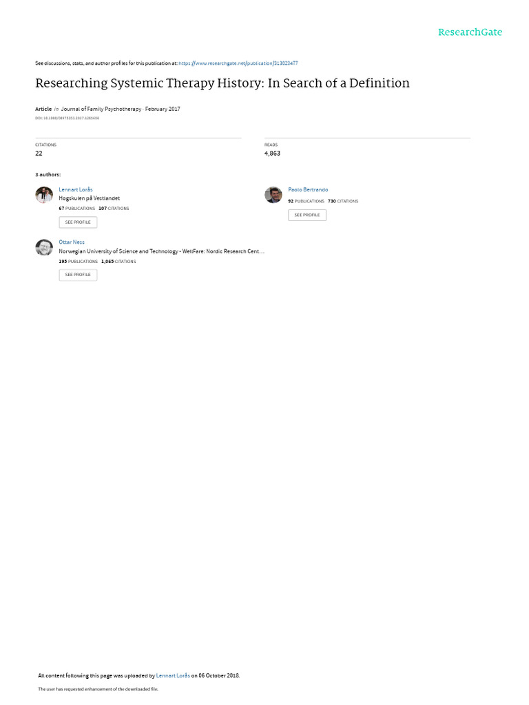 Researching Systemic Therapy History: in Search of A Definition | PDF ...