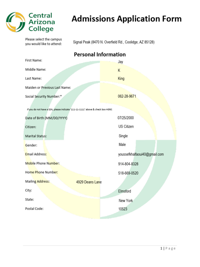 Please DocuSign Youssef ADMISSIONS FORM W AT | PDF | Identity Document | Race And Ethnicity In ...
