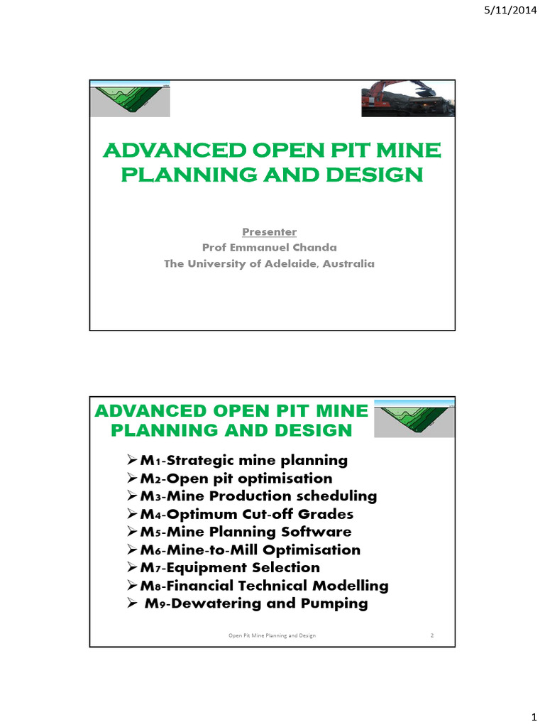 Advanced Open Pit Planning and Design 20 | PDF | Mining | Feasibility Study