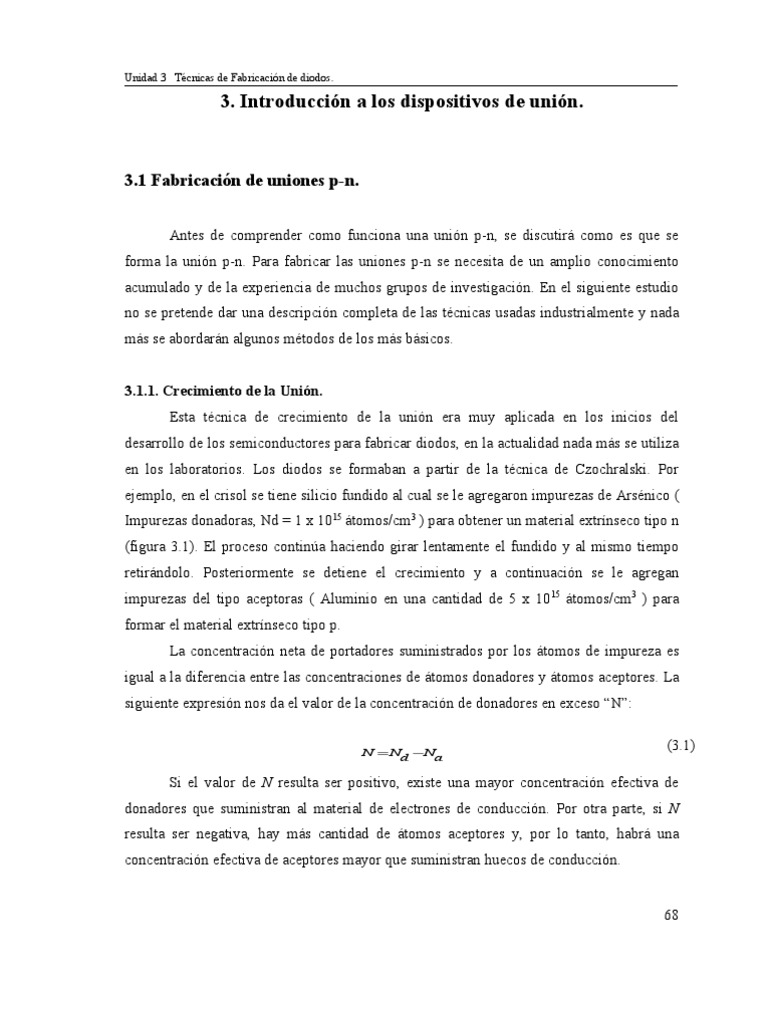 Técnicas de fabricación de uniones p-n y funcionamiento básico de ...