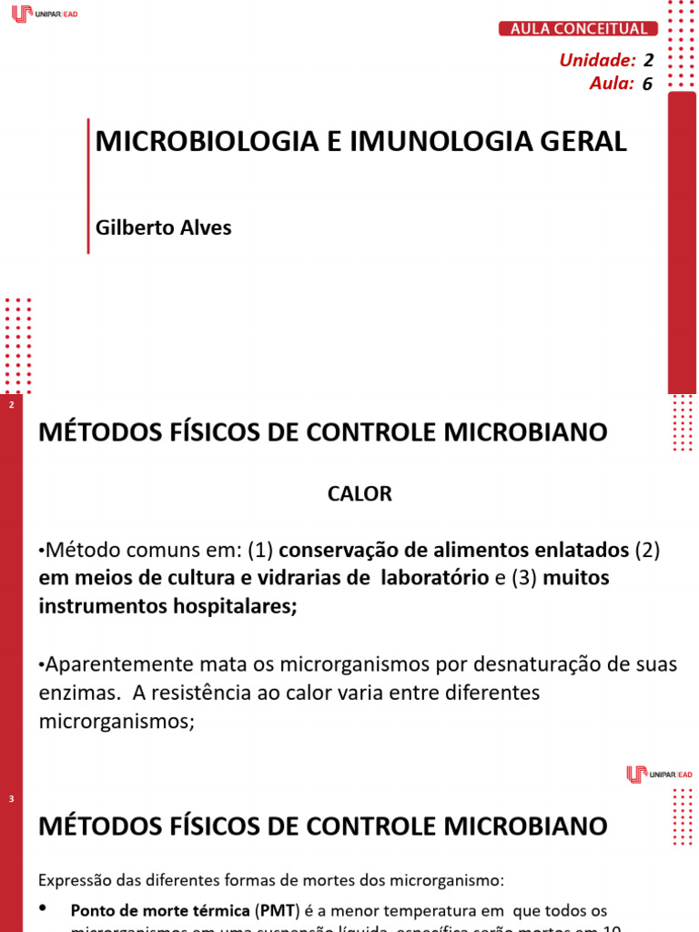 UNI 02, Aula 06 - Métodos Físicos de Controle Microbiano | PDF ...