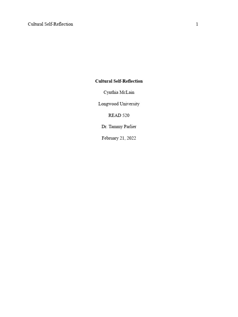 Cultural Self-Reflection | PDF | Cognitive Psychology | Pedagogy