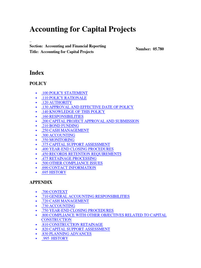 Accounting For Capital Projects | PDF | Expense | Banks