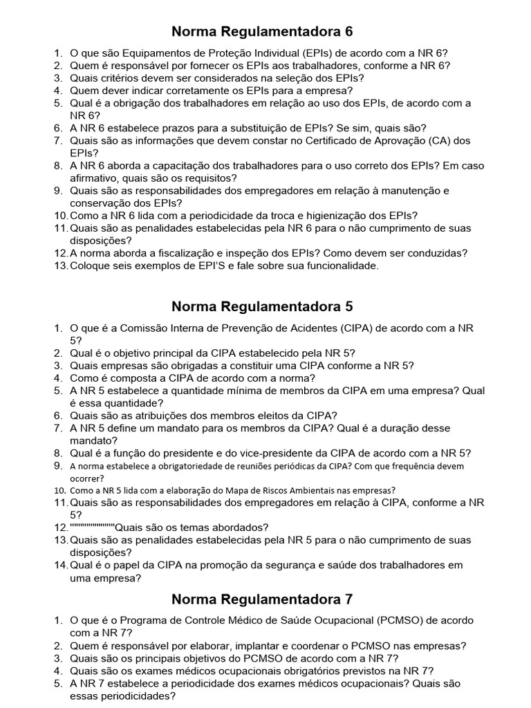 ATIVIDADE NR's | PDF
