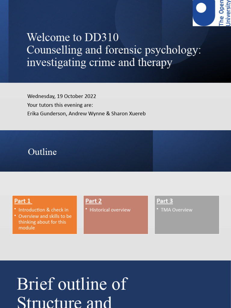 dd310 Introduction and Tma 01 2022 | PDF | Mental Disorder | Psychotherapy