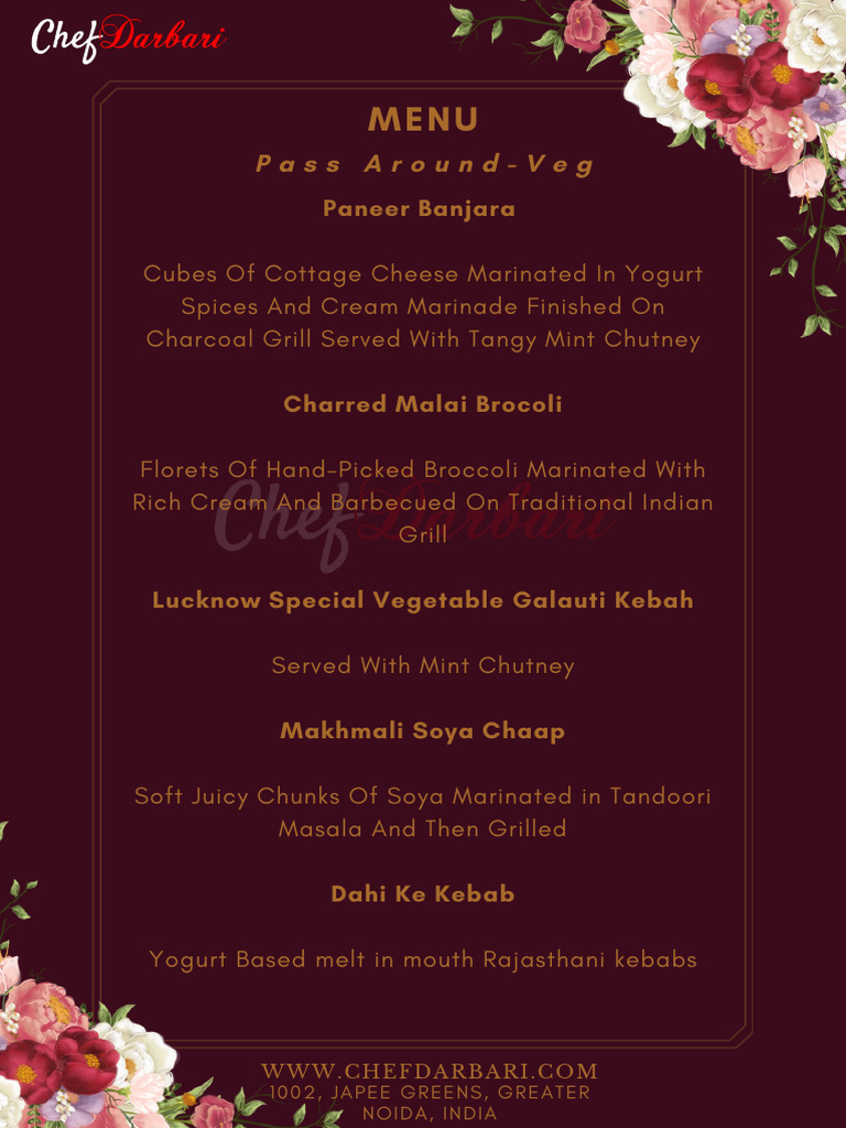 Indian Buffet Party Menu Veg Nonveg | PDF | Indian Cuisine | Kebab